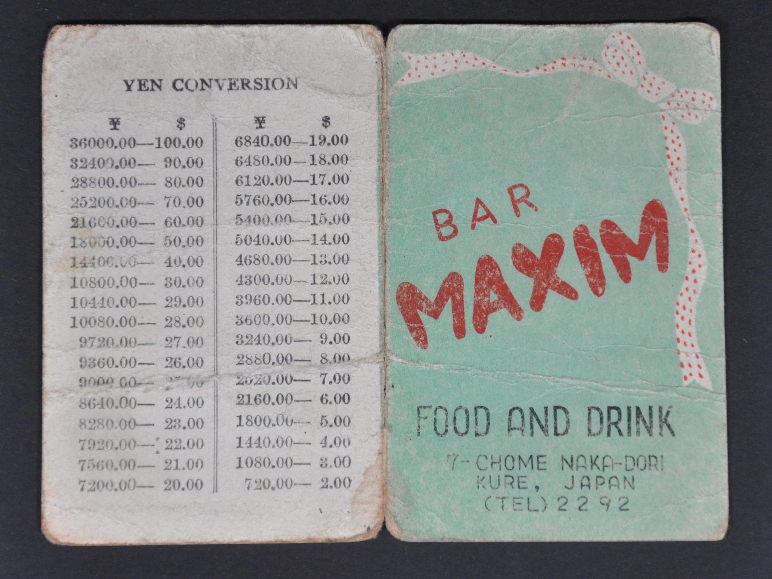 Bar Maxim Food and Drink [Japan] - Curtis Wright Maps