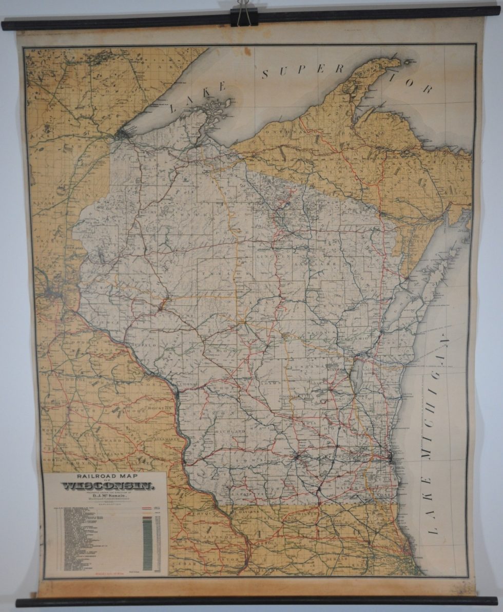 Railroad Map of Wisconsin - Curtis Wright Maps