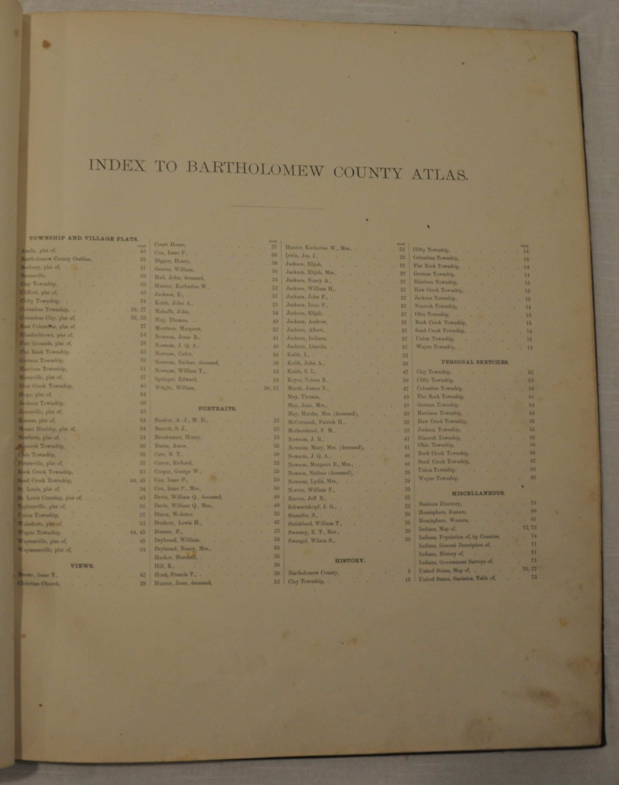 Atlas of Bartholomew Co. Indiana | Curtis Wright Maps