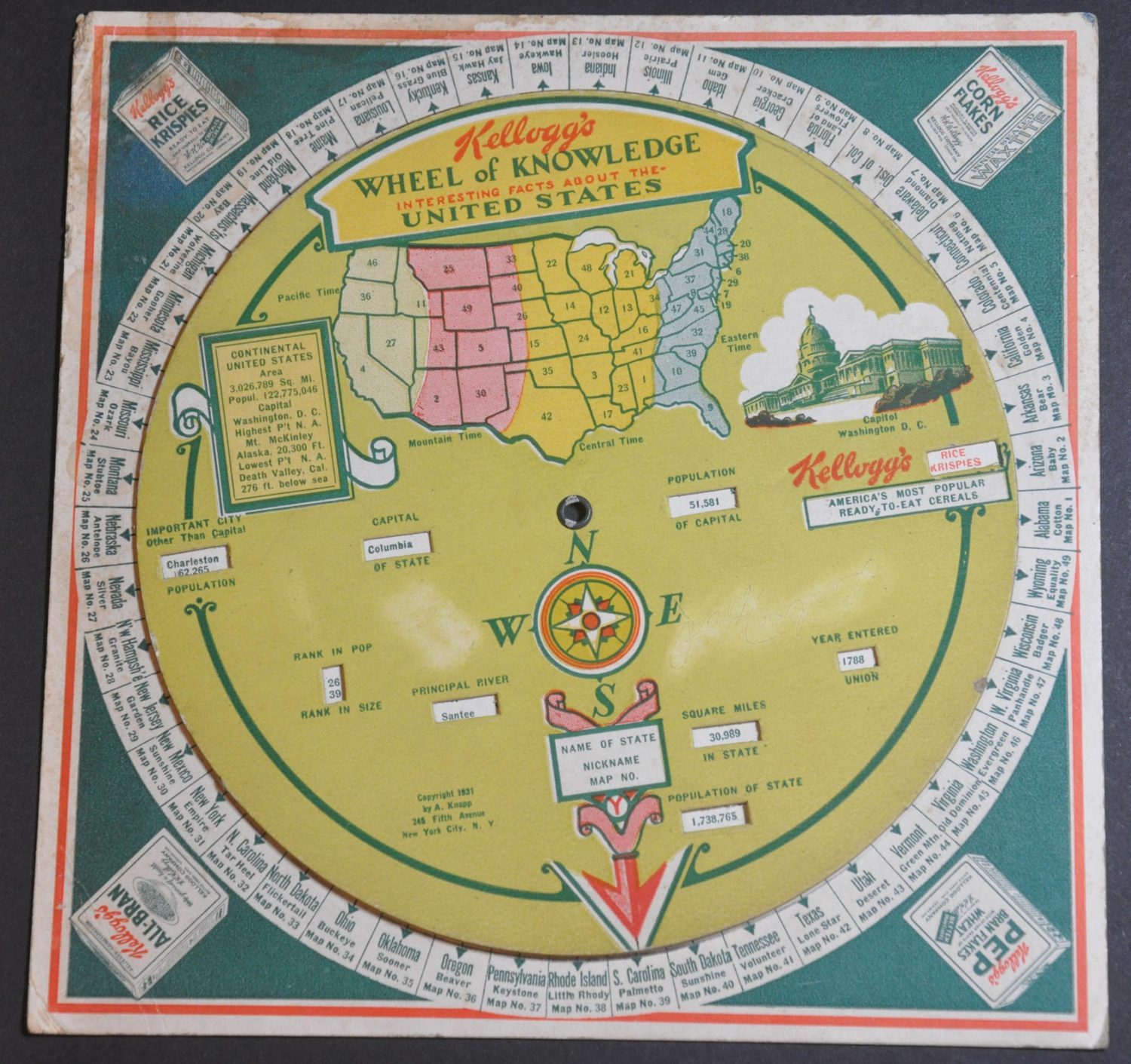 Kellogg's Wheel of Knowledge Interesting Facts about the United States ...