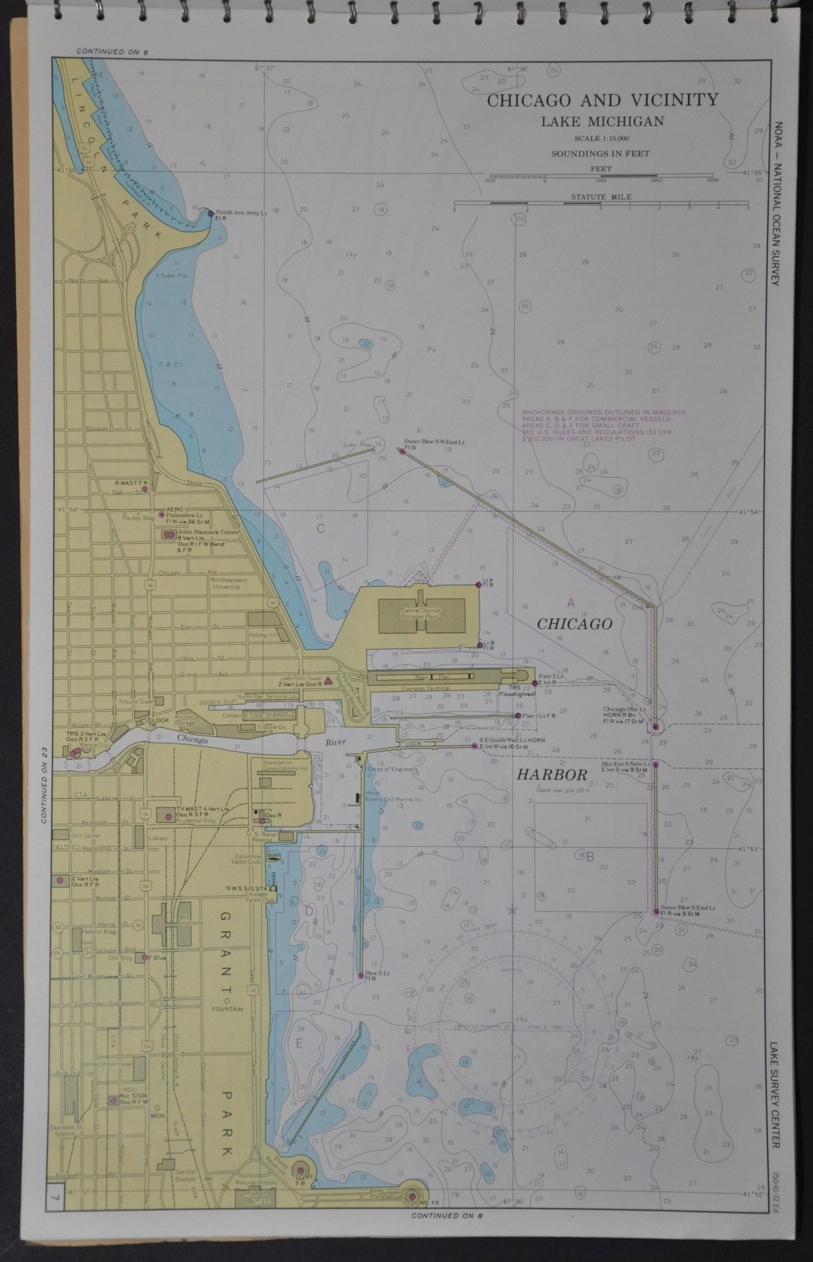 Lake Survey Center Recreational Craft Series Chart No. 750 Chicago and ...