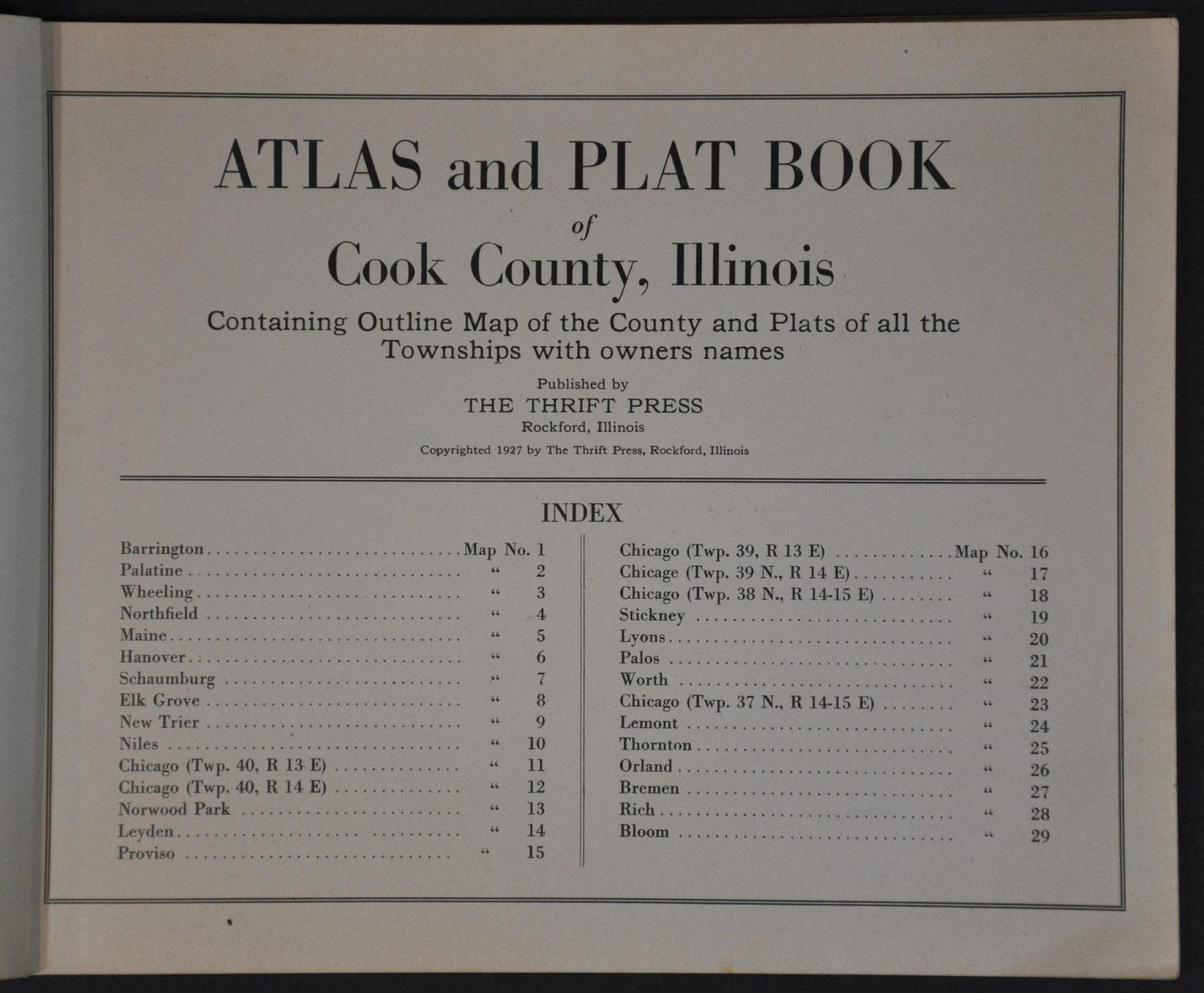 Atlas - Plat Book Cook County, Illinois - Curtis Wright Maps