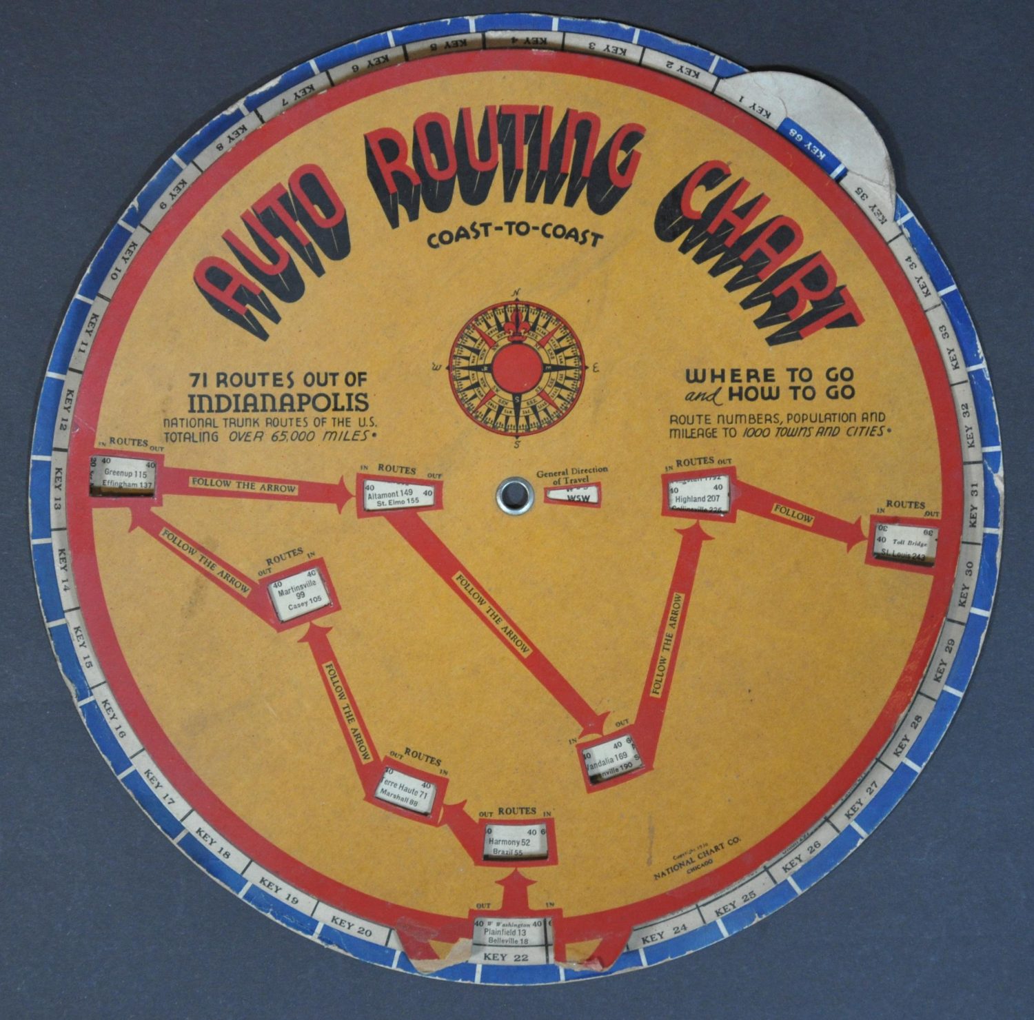 Auto Routing Chart Coast-to-Coast - Curtis Wright Maps