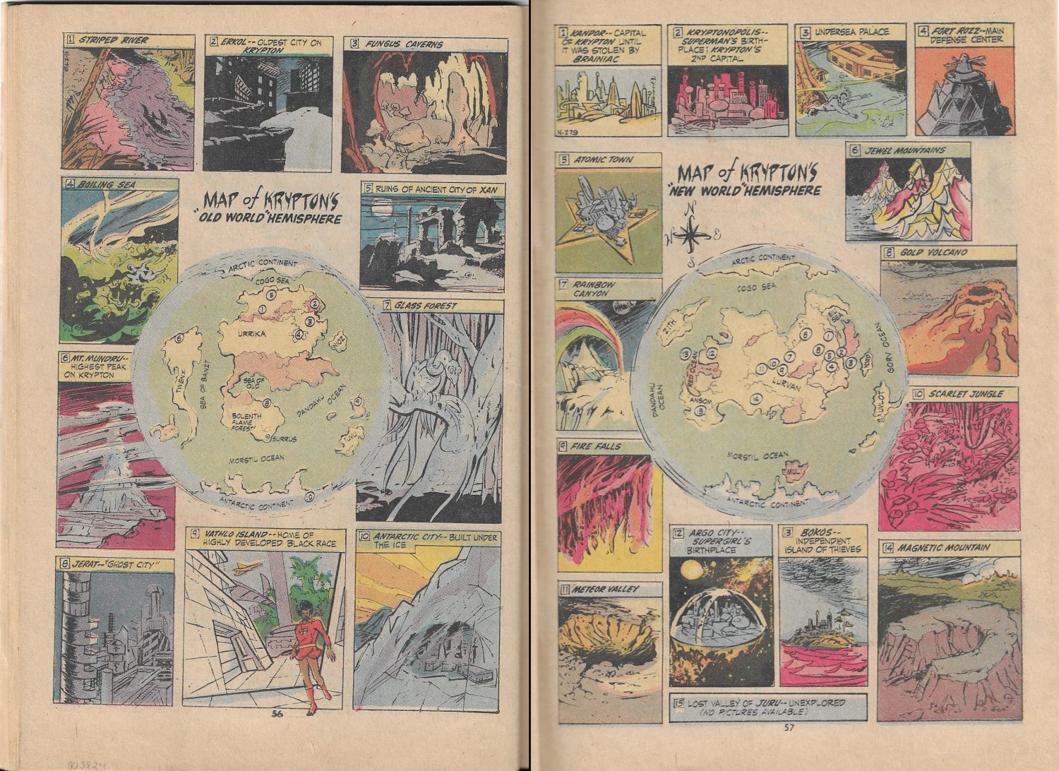 Map of Krypton's Old World Hemisphere and Map of Krypton's New World ...