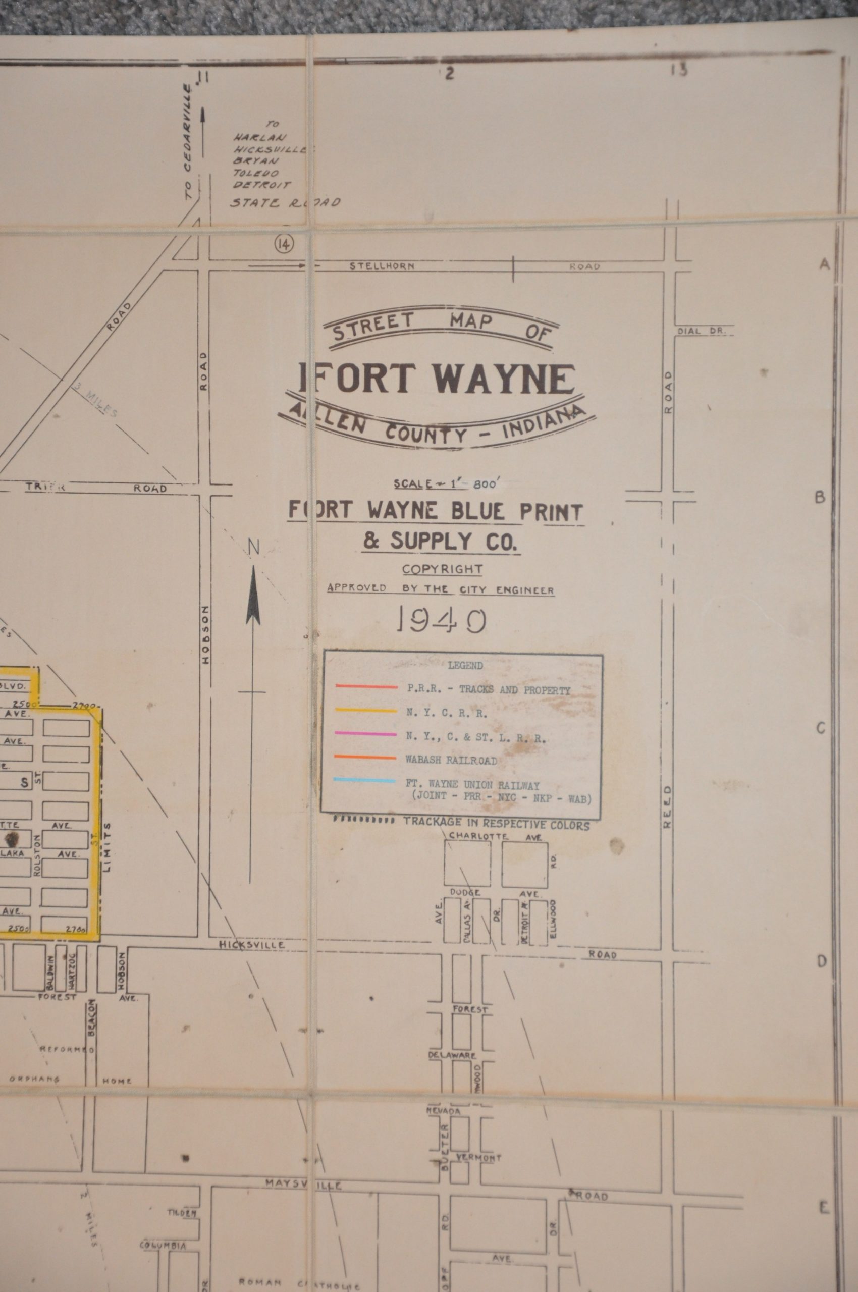 Street Map of Fort Wayne Allen County Indiana - Curtis Wright Maps