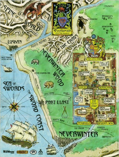 Precise Map of Neverwinter City and Environs - Curtis Wright Maps