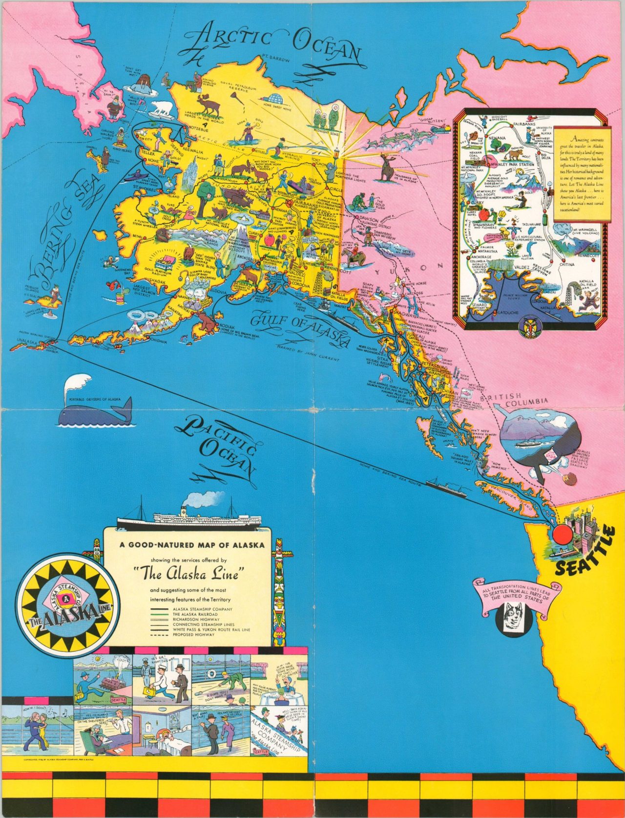 A Good-Natured Map of Alaska - Curtis Wright Maps