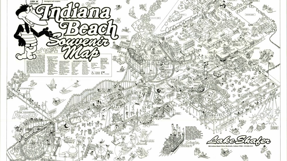 Indiana Beach Souvenir Map | Curtis Wright Maps