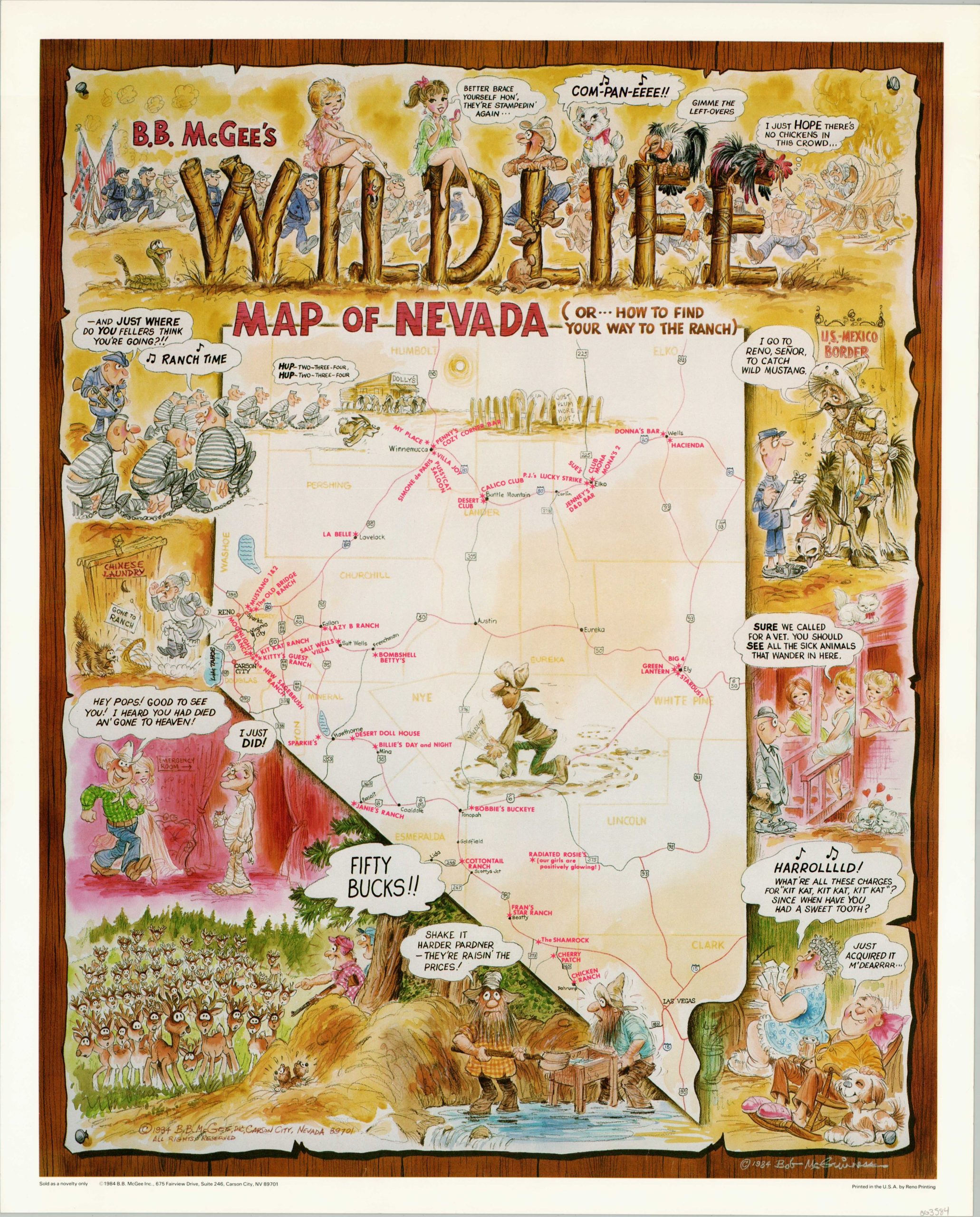 B.B. McGee's Wildlife Map of Nevada - Curtis Wright Maps