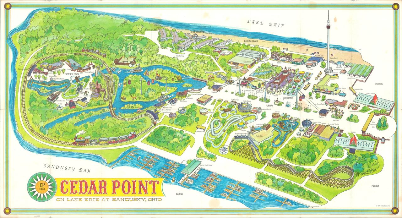 Cedar Point on Lake Erie at Sandusky, Ohio - Curtis Wright Maps