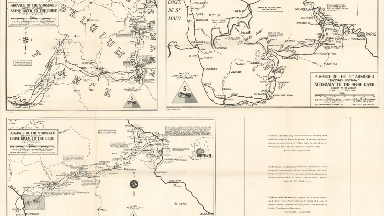 Campaign maps of the 5th Armored Division (The Victory Division) during ...