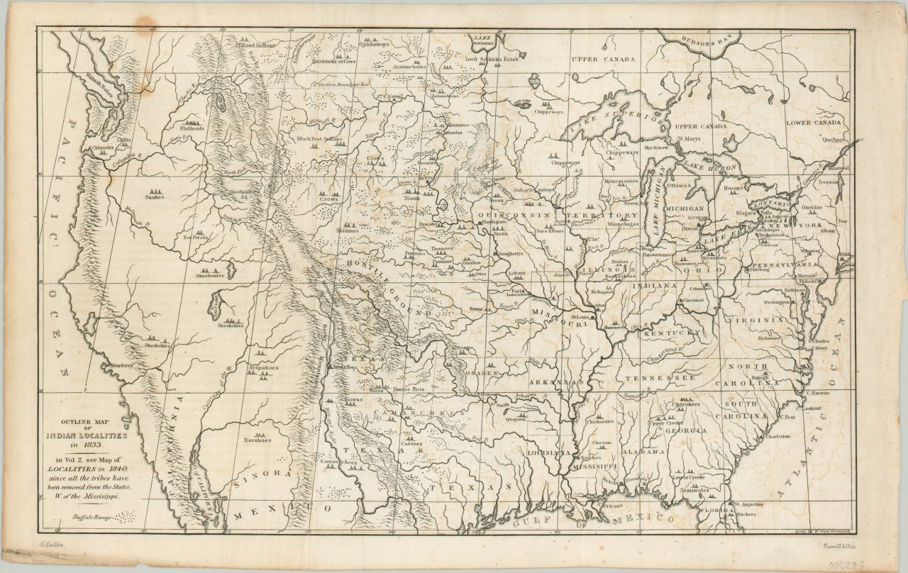 Outline Map of Indian Localities in 1833 | Curtis Wright Maps