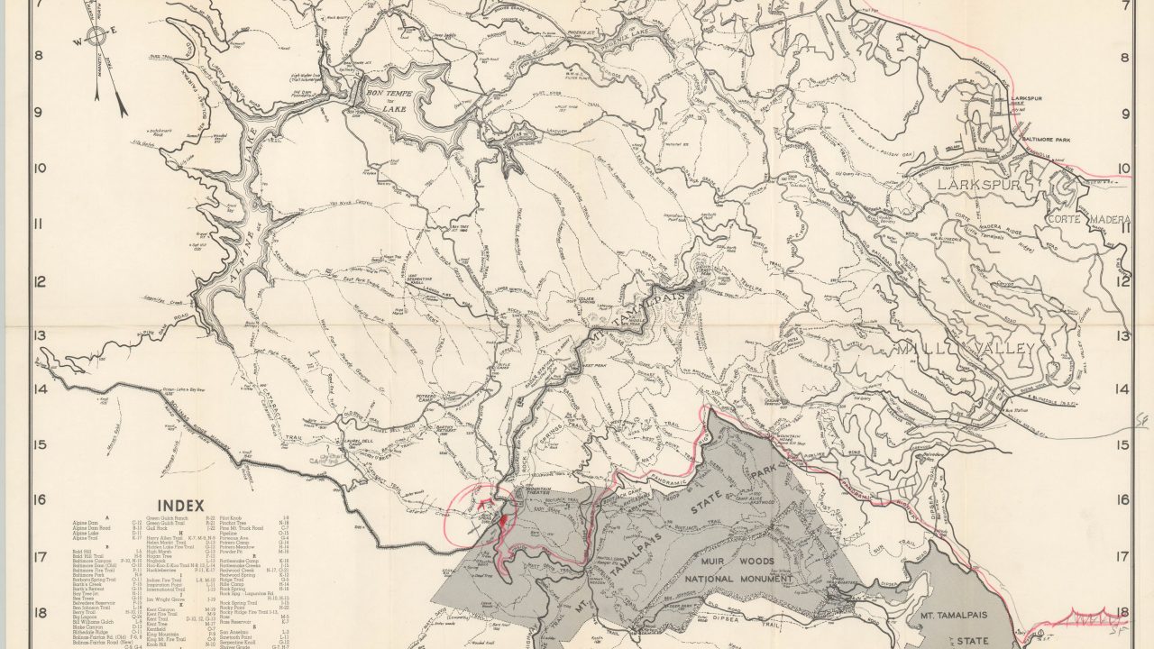 Trail Map of the Mt. Tamalpais Region Marin County, California | Curtis ...