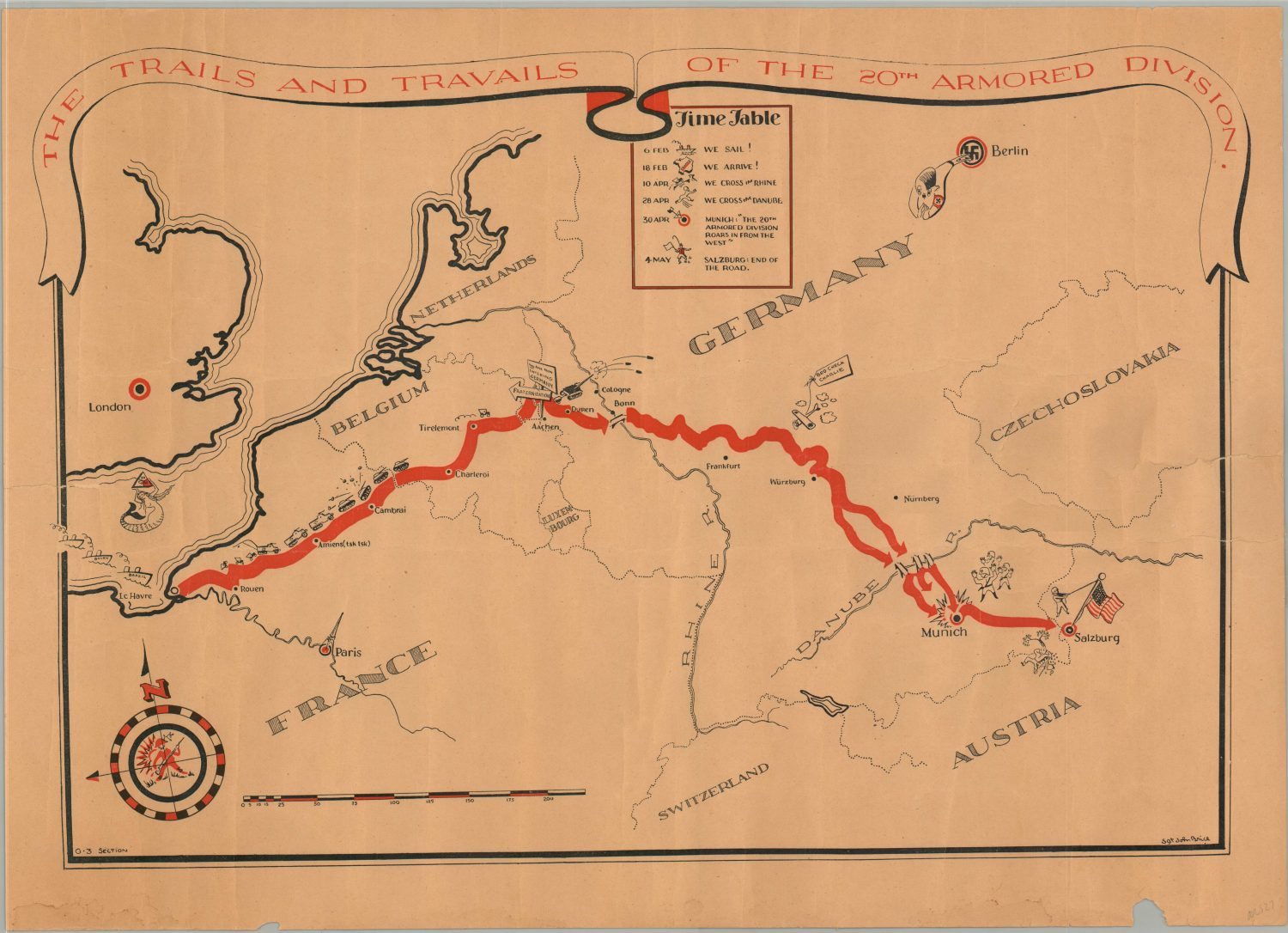 The Trails and Travels of the 20th Armored Division | Curtis Wright Maps