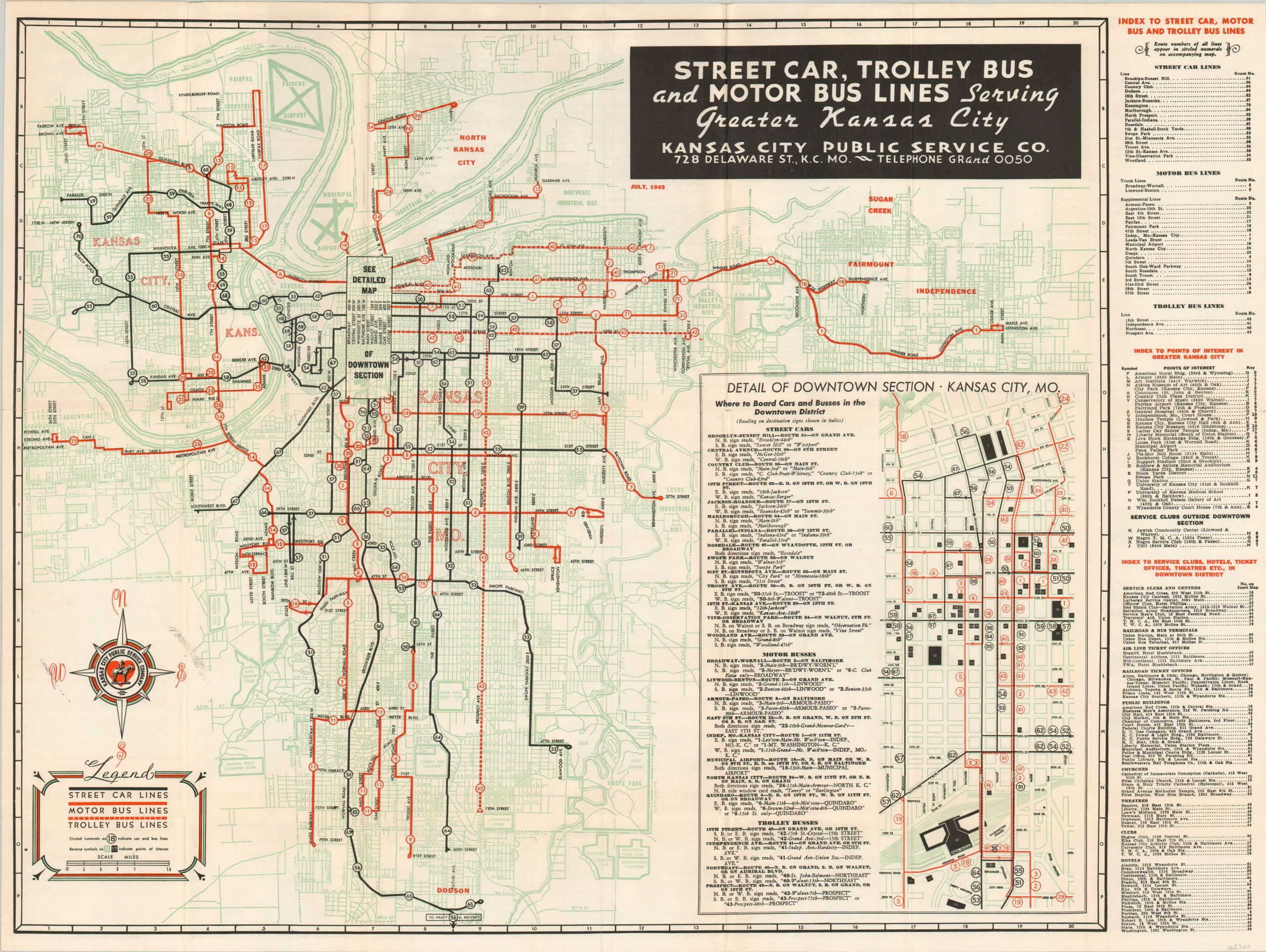 Street Car, Trolley Bus and Motor Bus Lines Serving Greater Kansas City ...