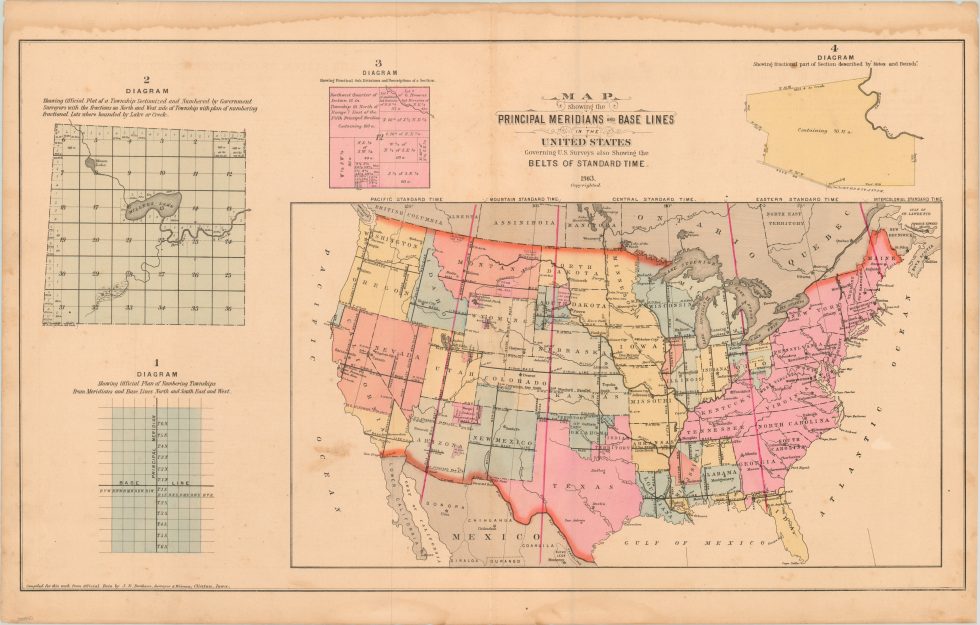 Map Showing the Principal Meridians and Base Lines in the United States ...