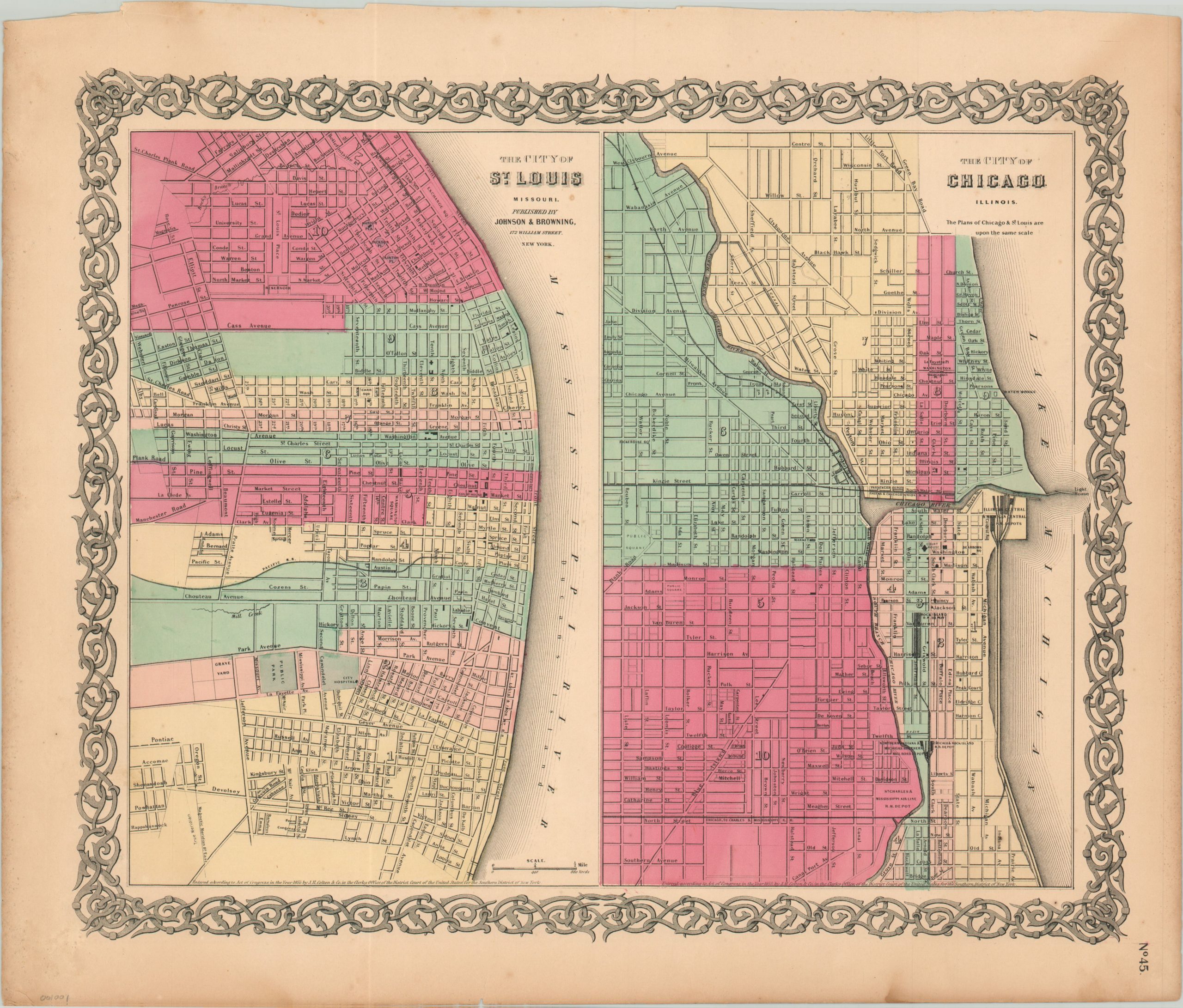 The City of St. Louis [and] The City of Chicago - Curtis Wright Maps