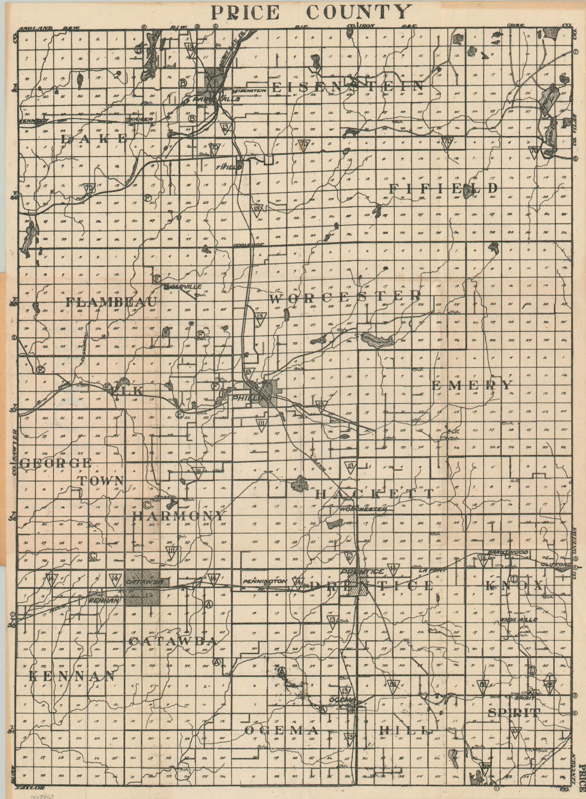 Road Map of Price County, Wisconsin [Title on Cover] - Curtis Wright Maps