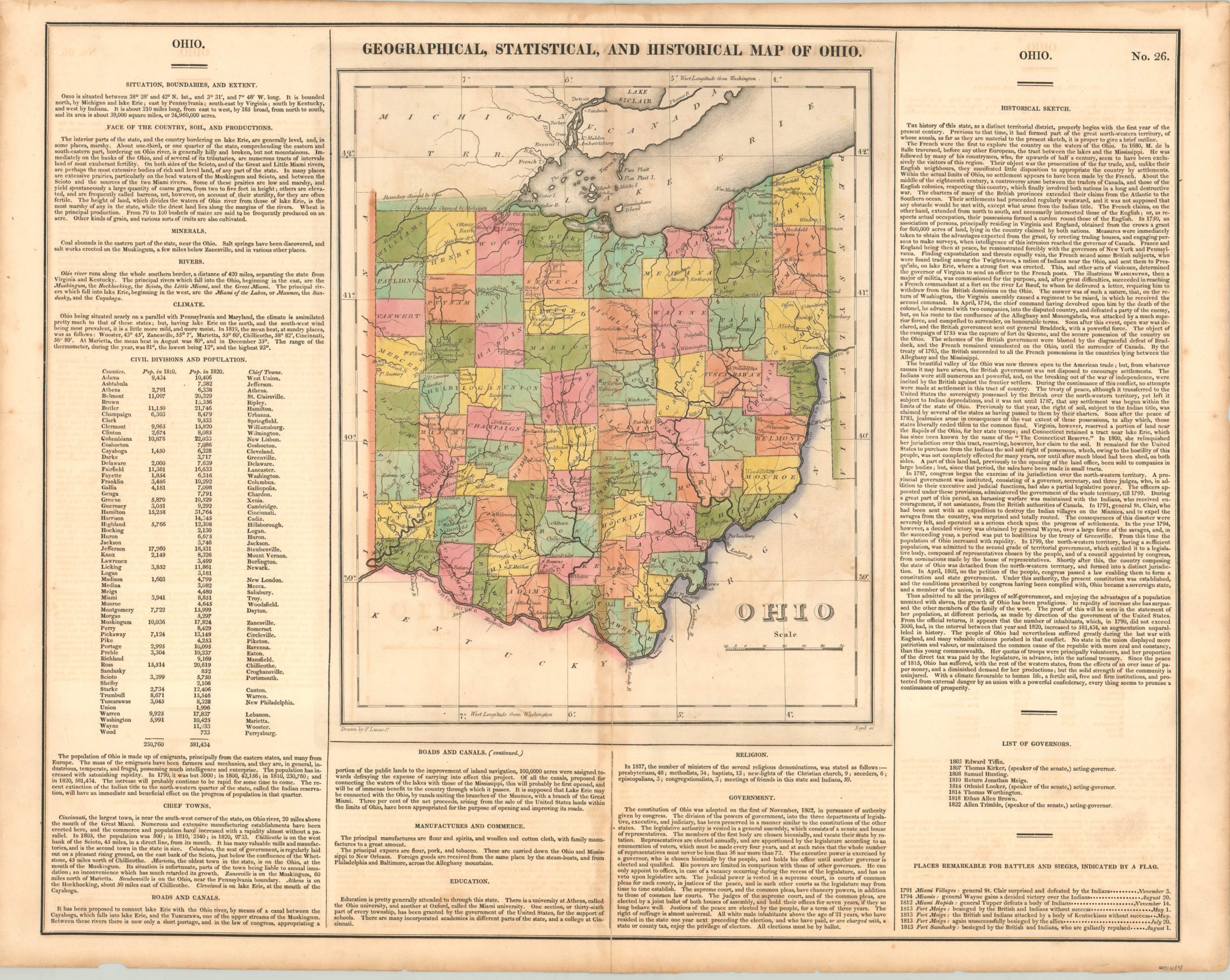 Geographical, Statistical and Historical Map of Ohio - Curtis Wright Maps