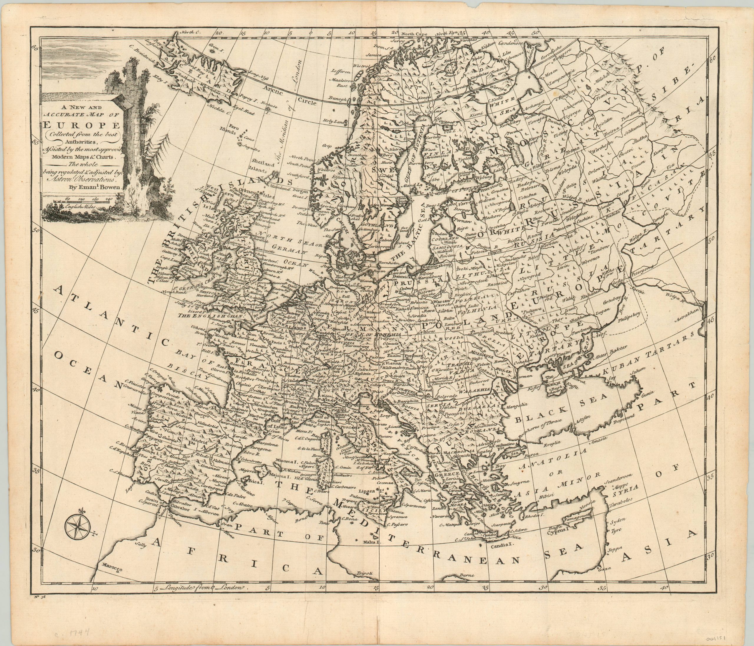 Map Of Europe With Compass Rose