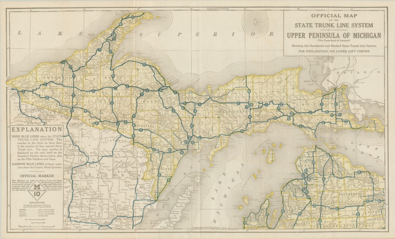 Official Road Map of the State Trunk Line System of Michigan - Curtis ...