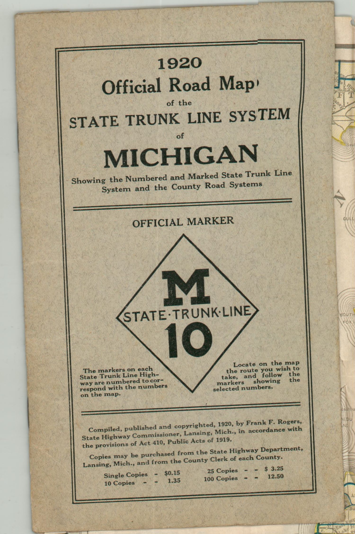 Official Road Map of the State Trunk Line System of Michigan - Curtis ...