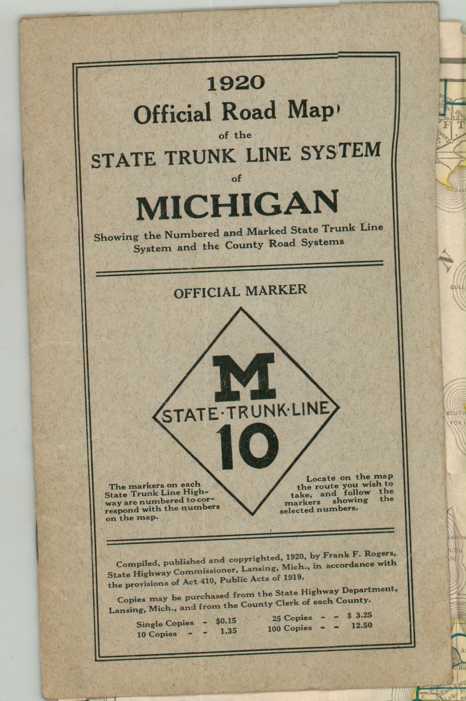 Official Road Map of the State Trunk Line System of Michigan - Curtis ...