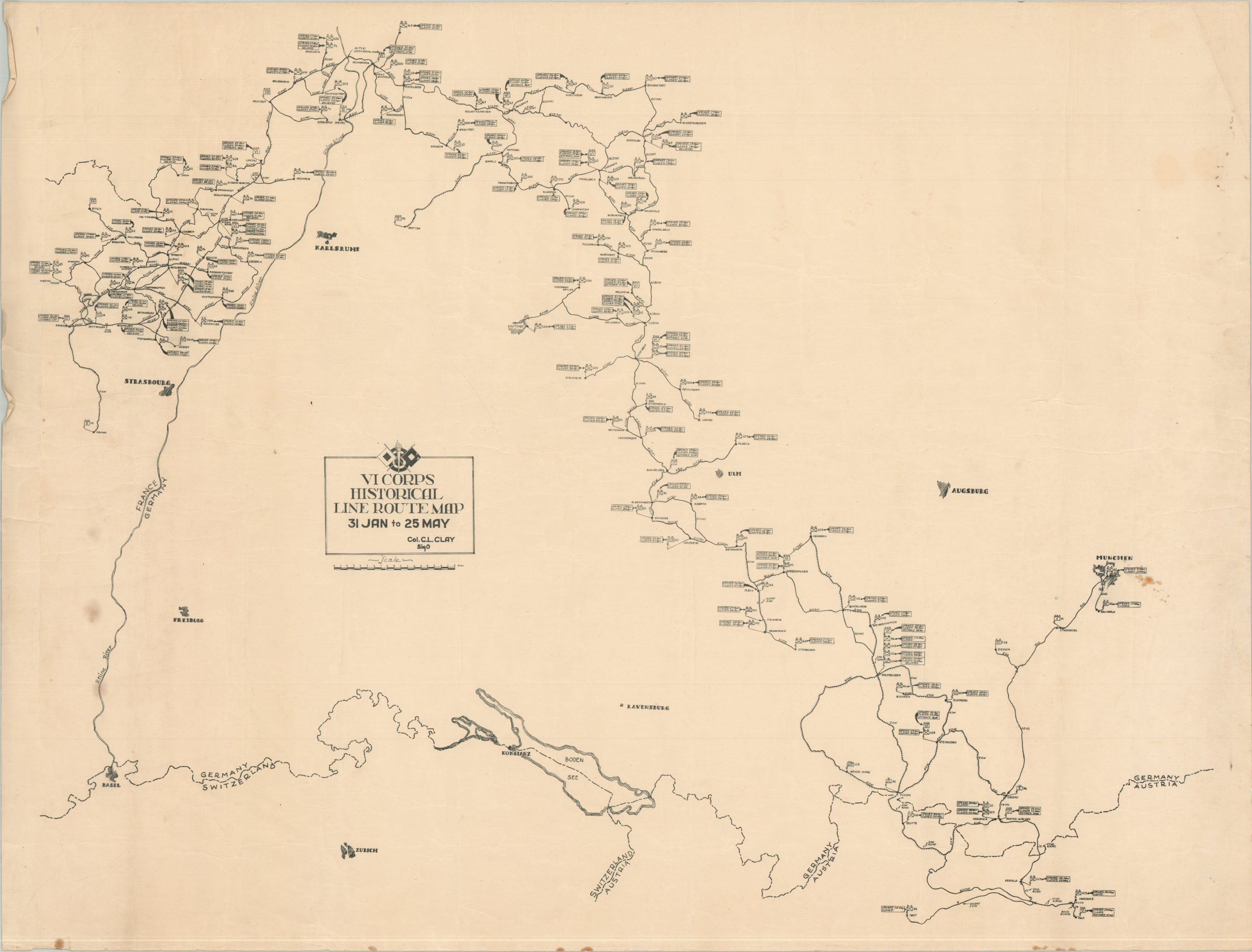 [Set of five maps showing the VI Corps Route during WWII] | Curtis ...