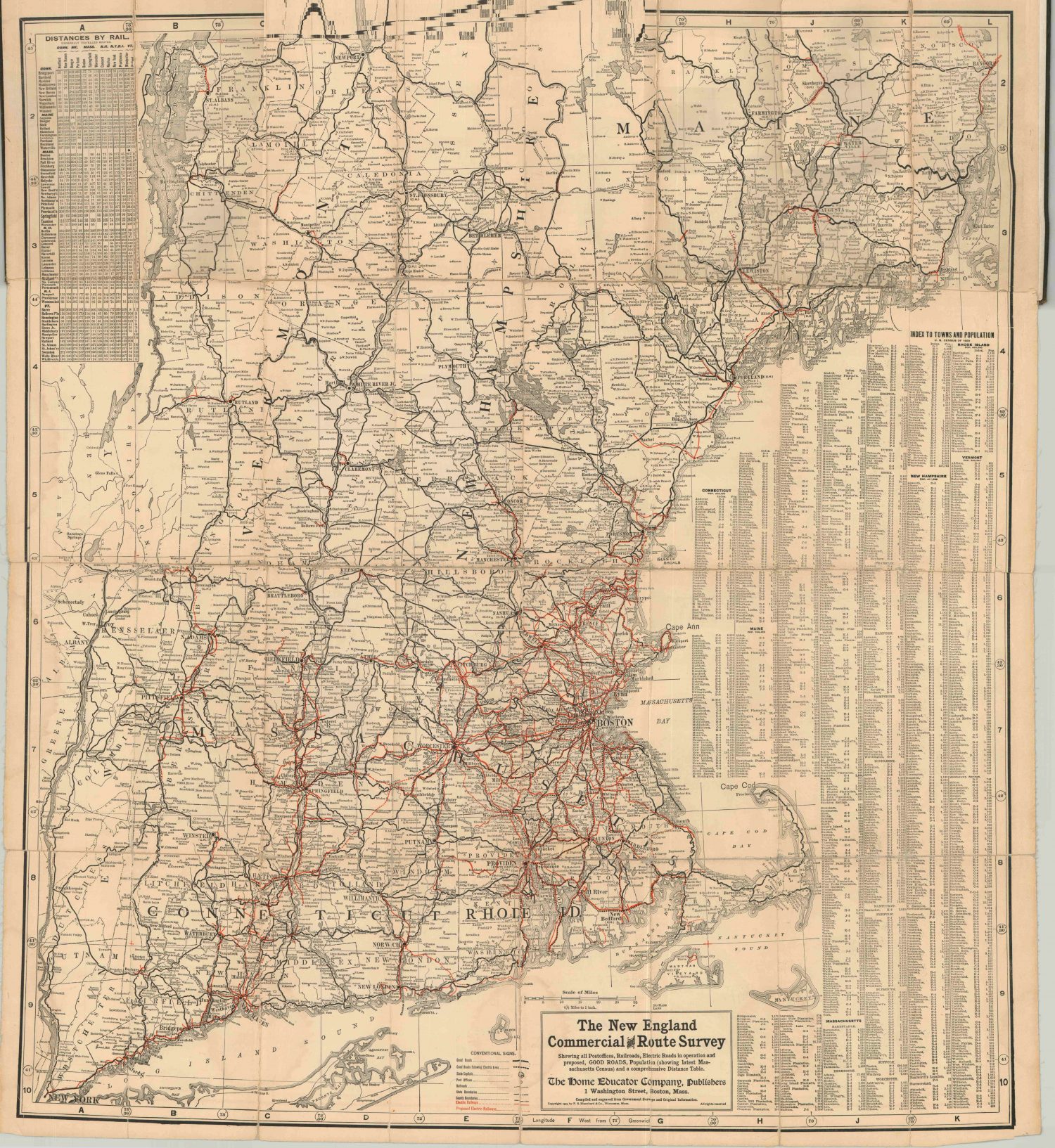 Map of the State of Maine [and] The New England Commercial and Route ...