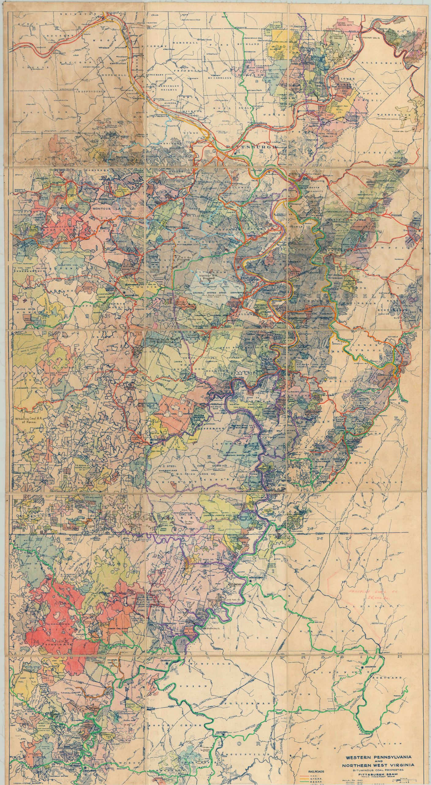 [Group of four large maps showing areas in the Pittsburgh Coal Seam ...