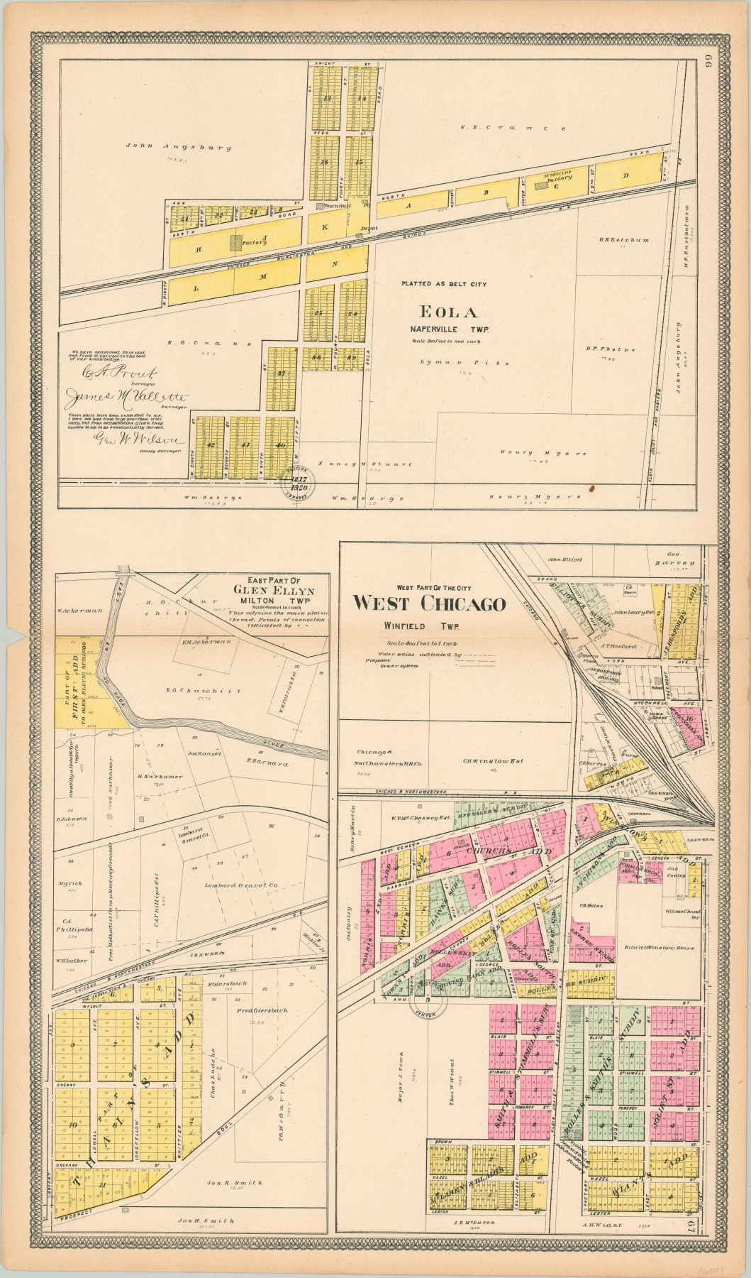 West Chicago [East and West Part of the City] | Curtis Wright Maps
