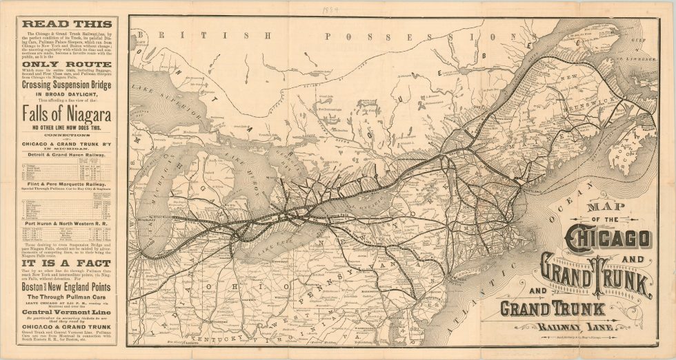 Map of the Chicago and Grand Trunk and Grand Trunk Railway Line ...