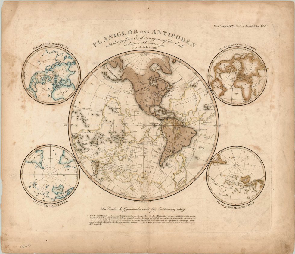 Planiglob der Antipoden | Curtis Wright Maps