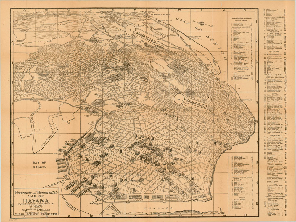 Panoramic and Monumental Map of Havana - Curtis Wright Maps
