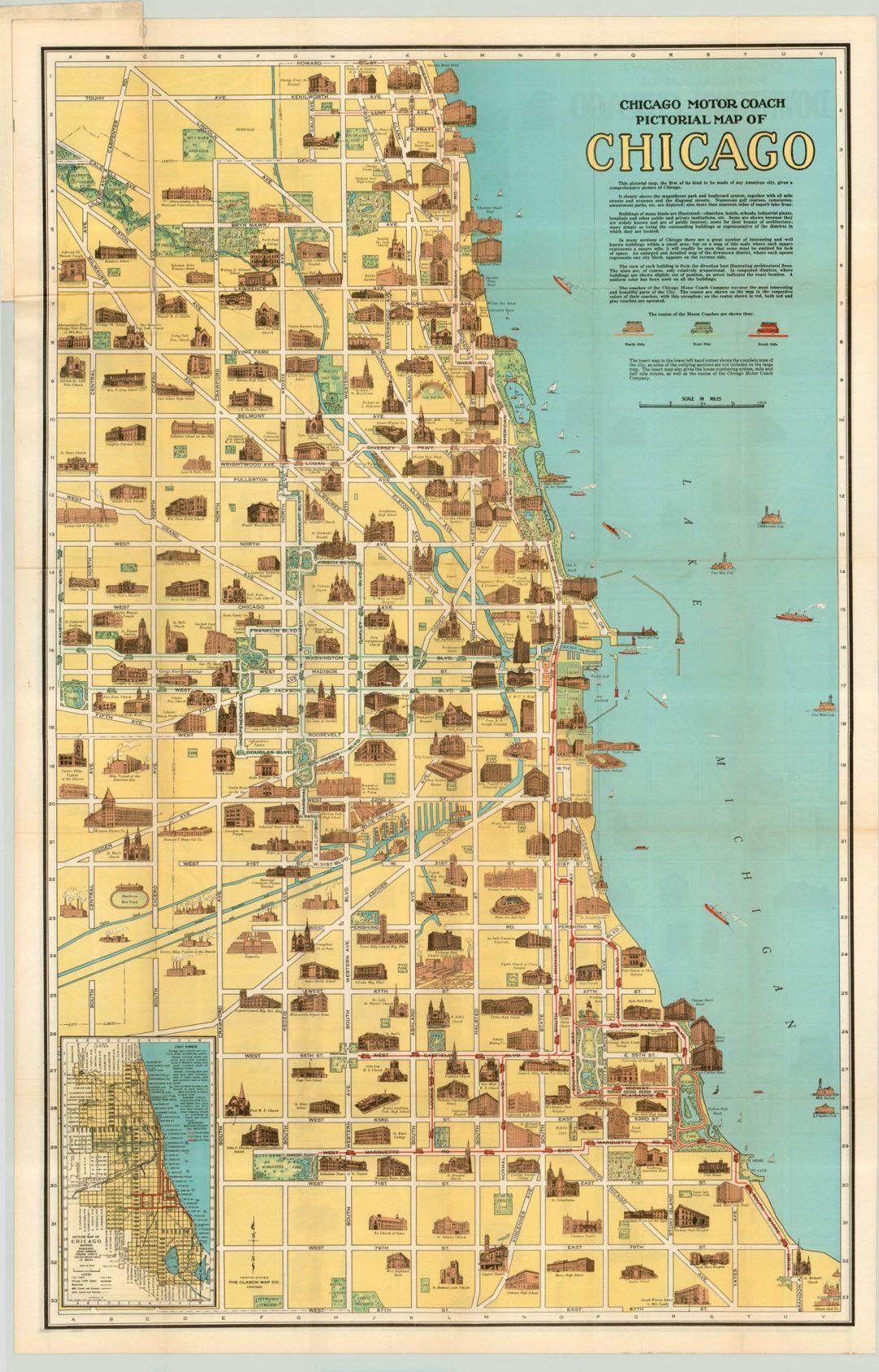 Pictorial Map and Guide to Chicago | Curtis Wright Maps
