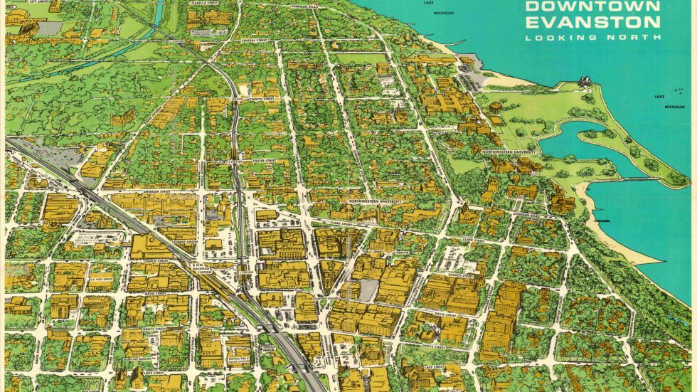 Downtown Evanston Looking North | Curtis Wright Maps