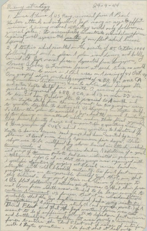 [Account and Manuscript Map of the Battle off Samar] - Curtis Wright Maps