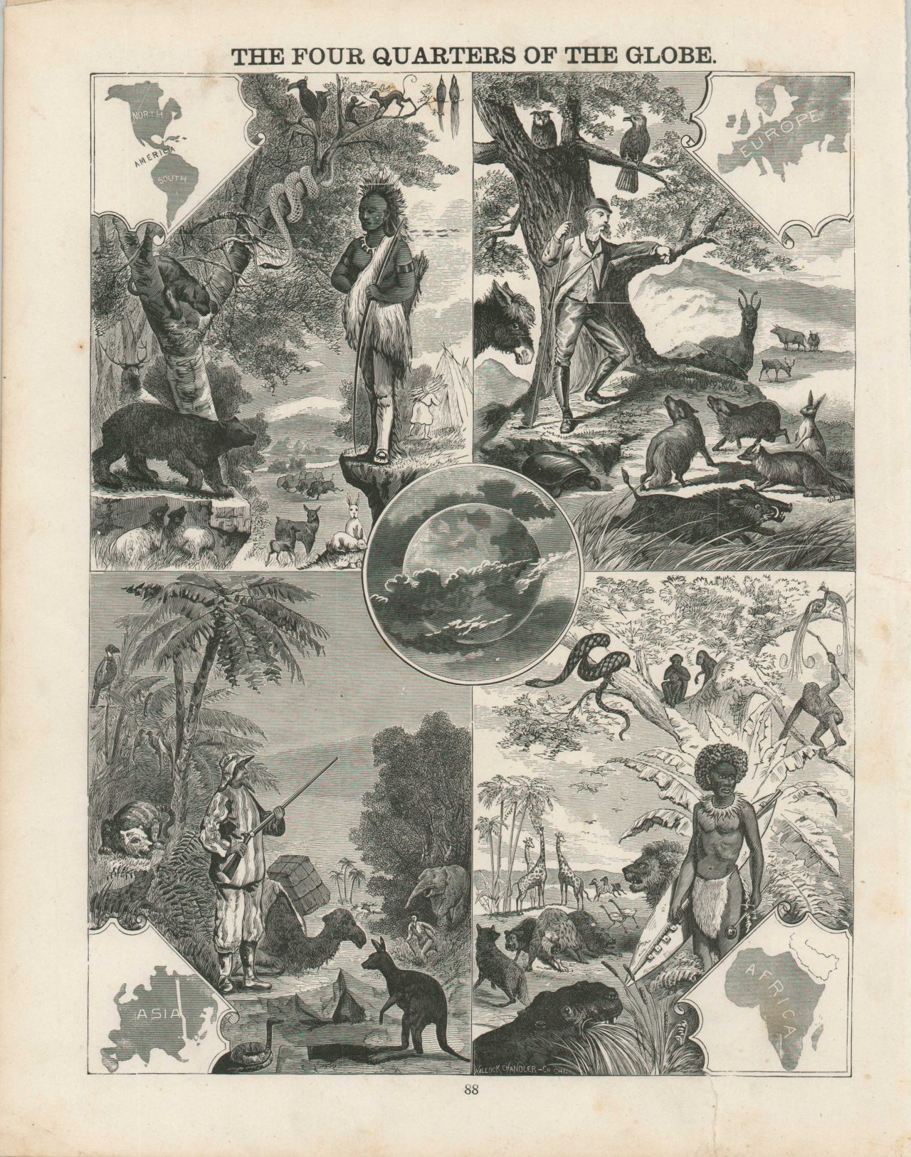 The Four Quarters of the Globe - Curtis Wright Maps