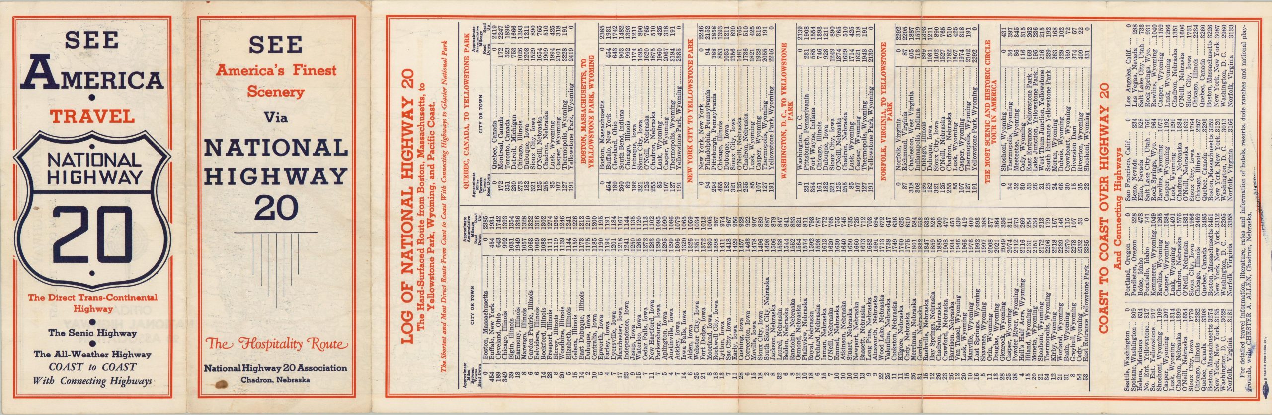 Official National Highway 20 Association Map - Curtis Wright Maps