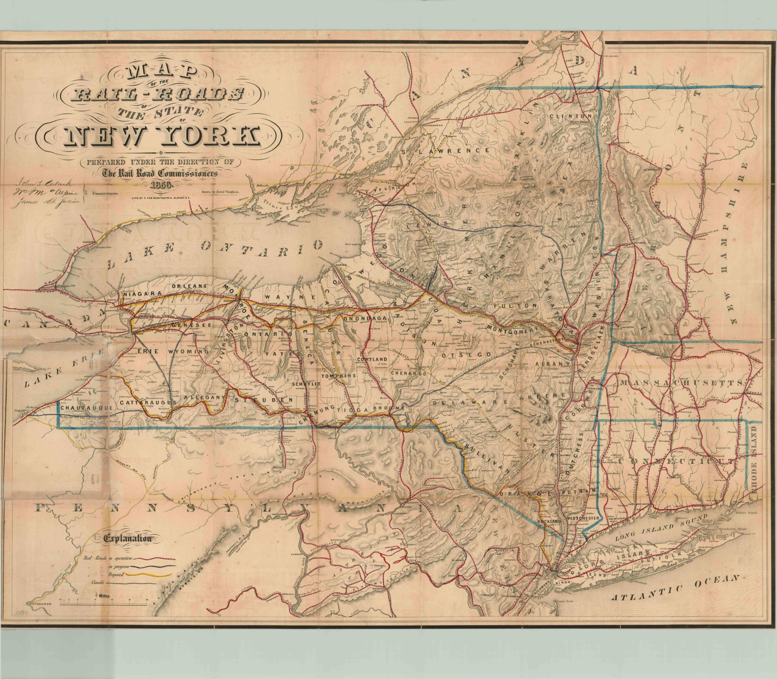 Map of the Railroads of the State of New York - Curtis Wright Maps