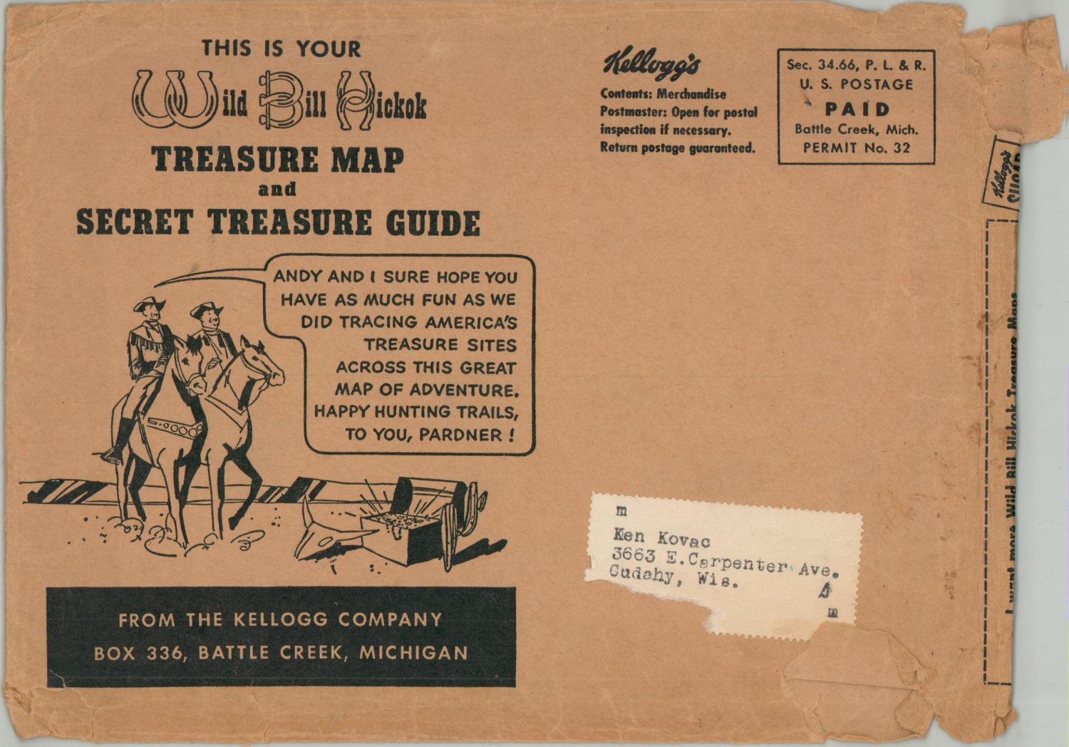 Wild Bill Hickok Treasure Map - Curtis Wright Maps