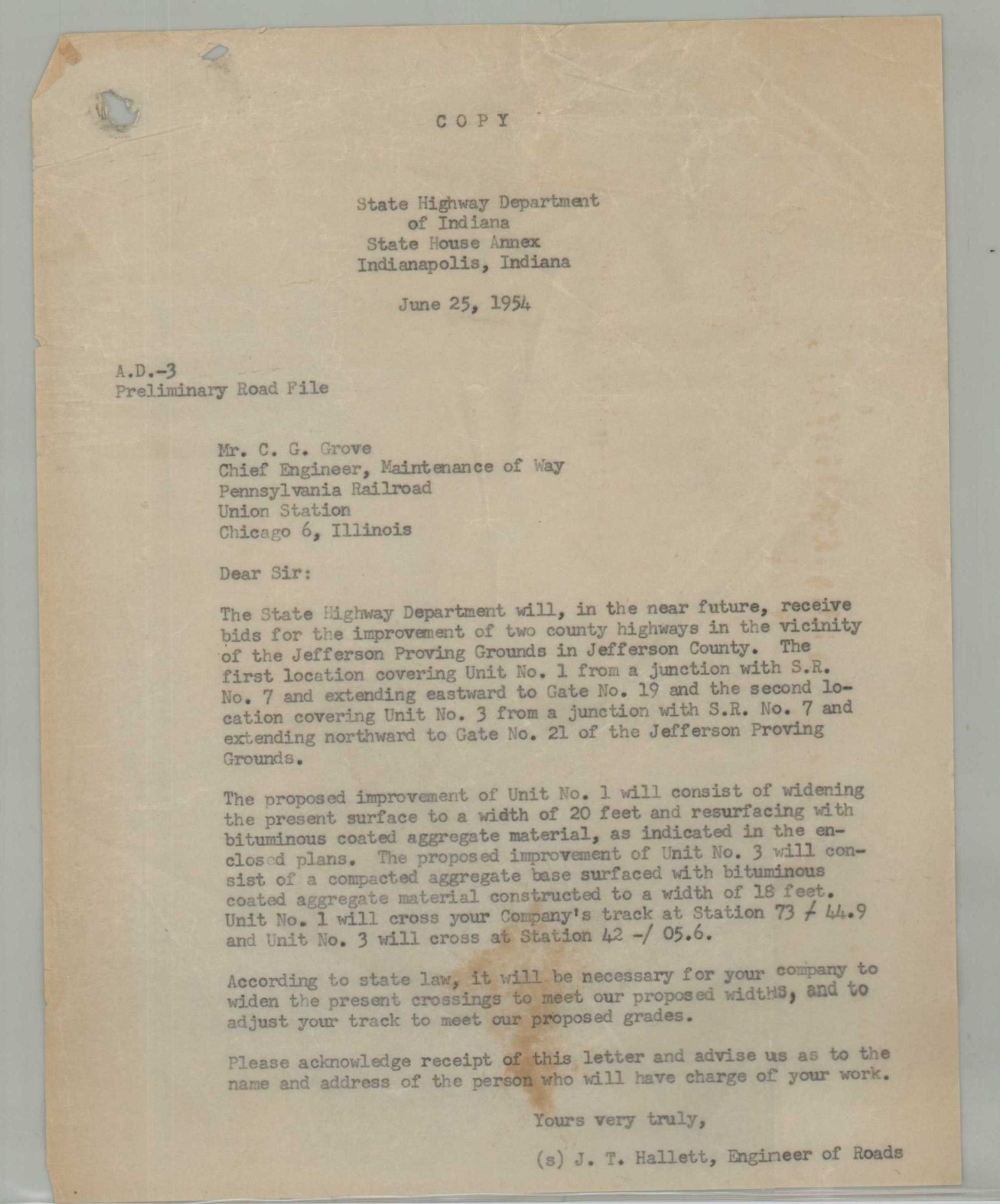 Plan and Profile of Proposed State highway "AD" Project No. 3 ...