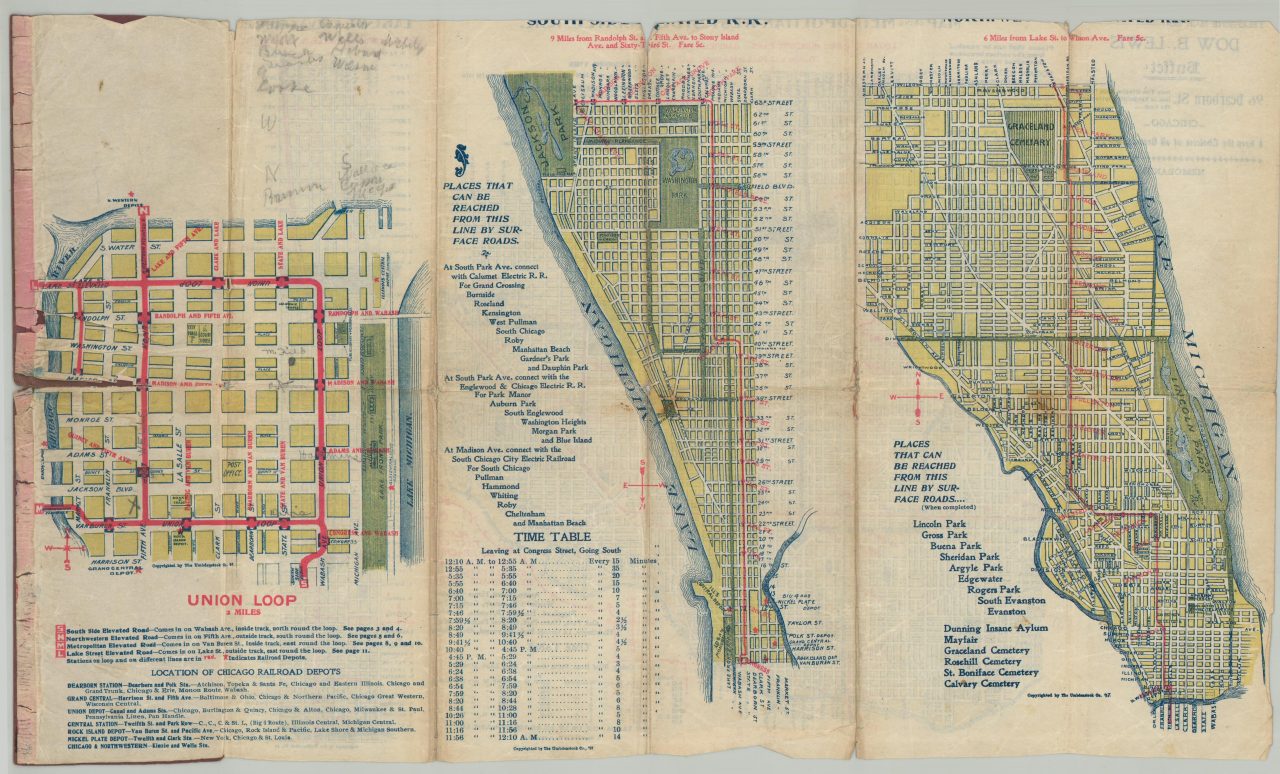 Maps of Chicago Elevated Railways and Union Loop - Curtis Wright Maps
