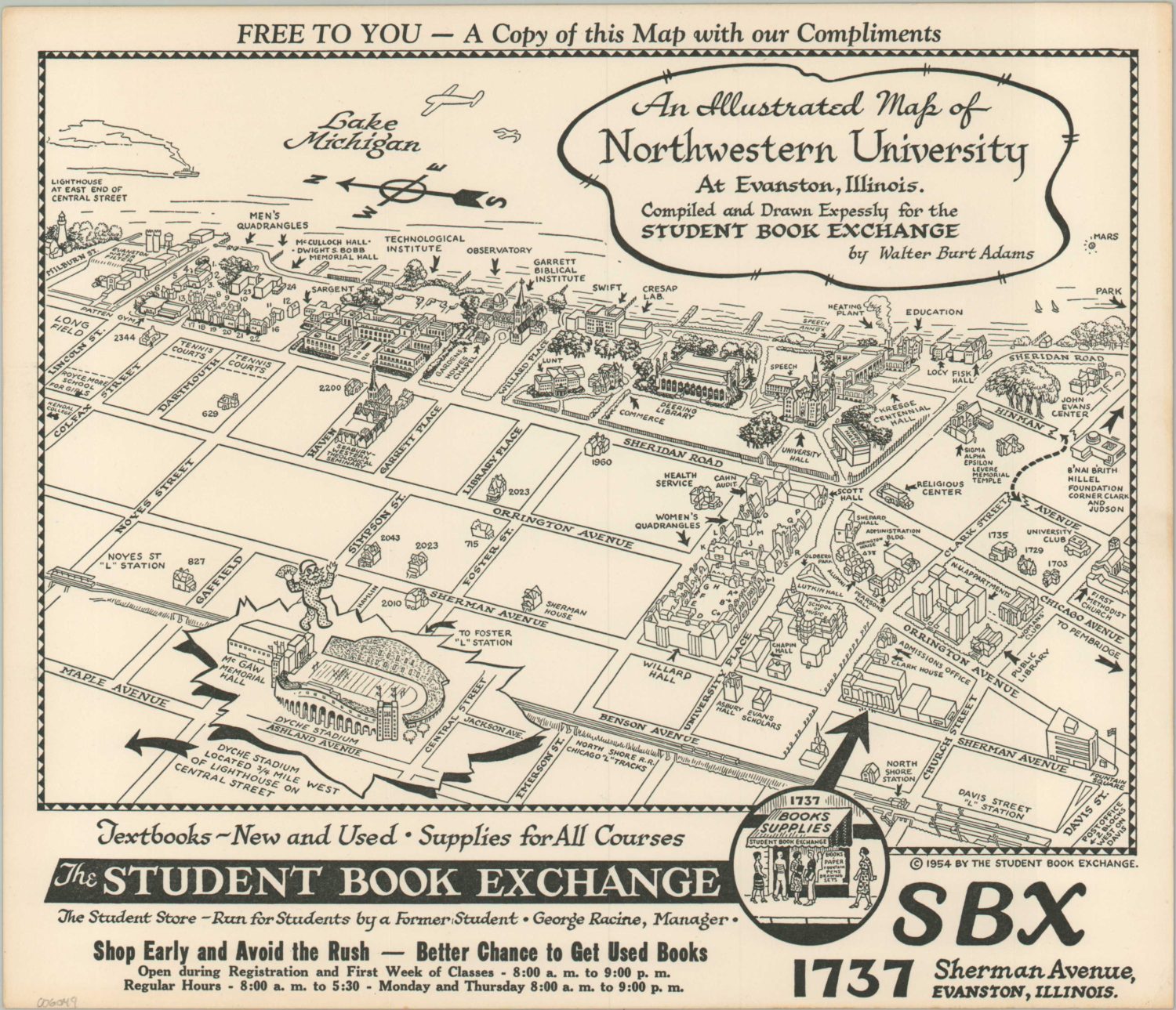 An Illustrated Map of Northwestern University - Curtis Wright Maps