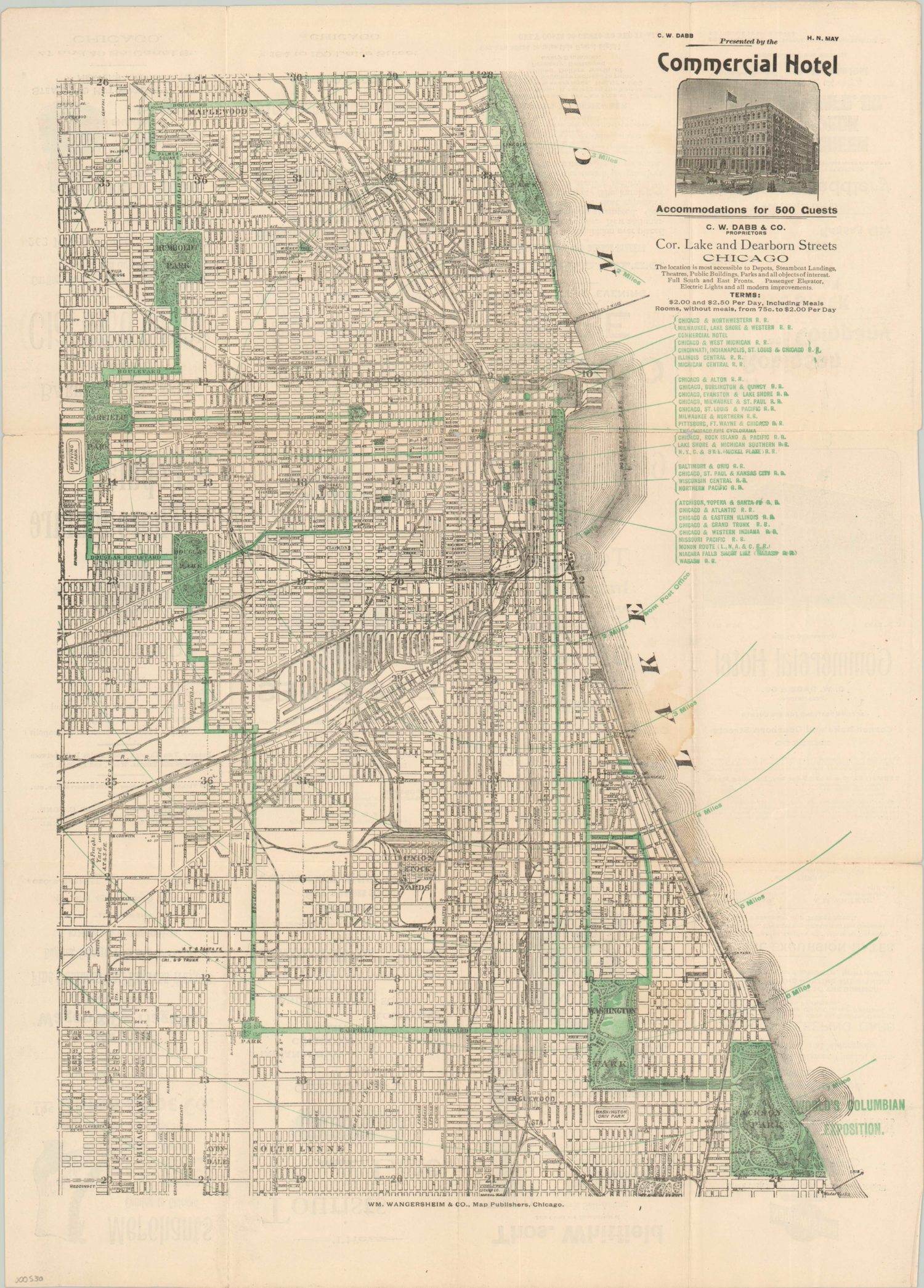 [Map of Chicago] Presented by the Commercial Hotel | Curtis Wright Maps