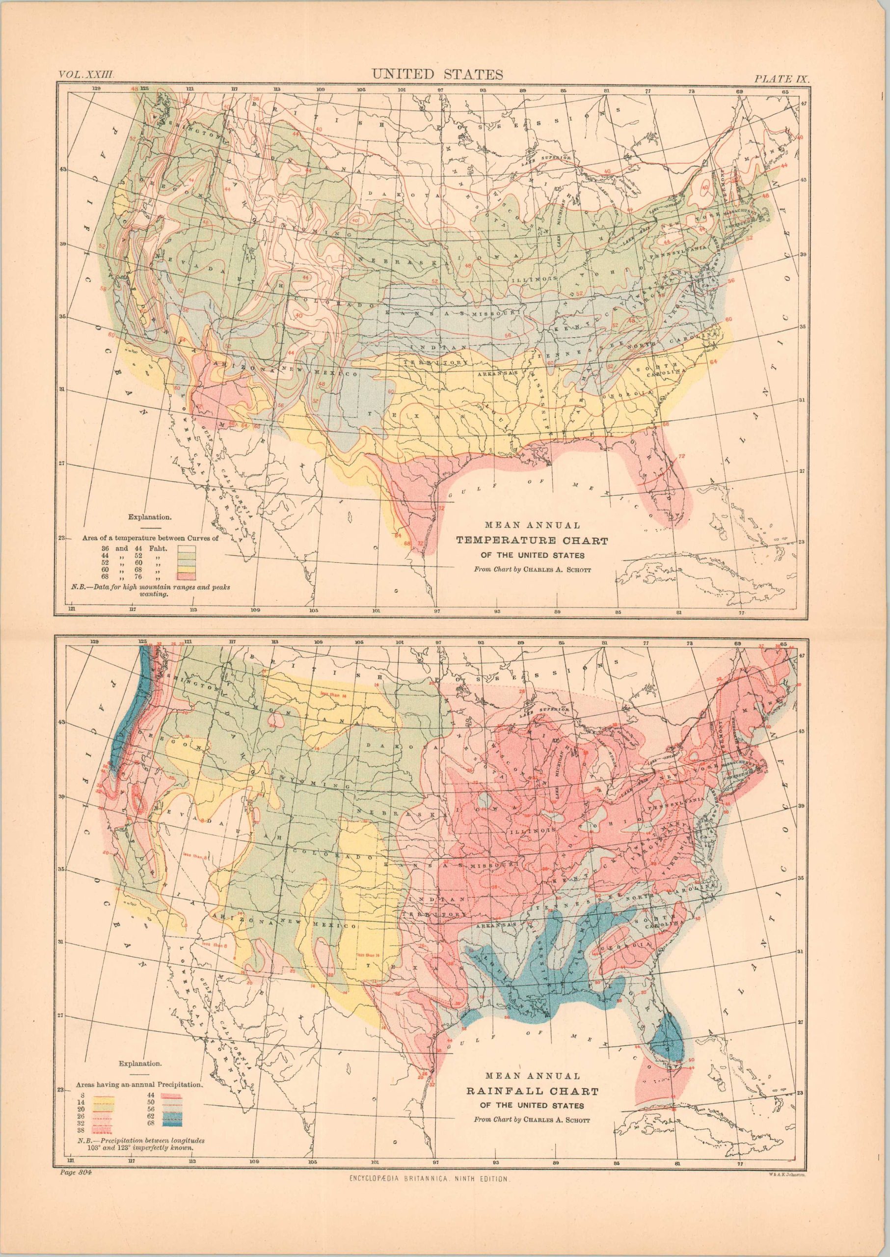 Mean Annual Temperature Chart [and] Mean Annual Rainfall Chart of the ...