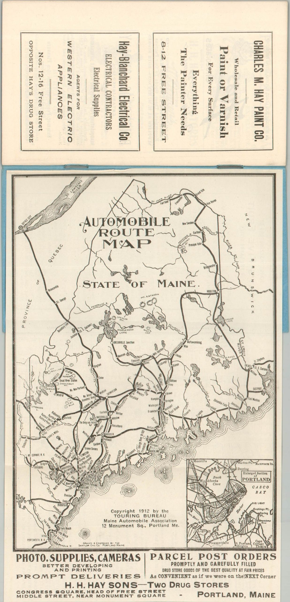 Hay's Guide to Portland and Motoring in Maine - Curtis Wright Maps