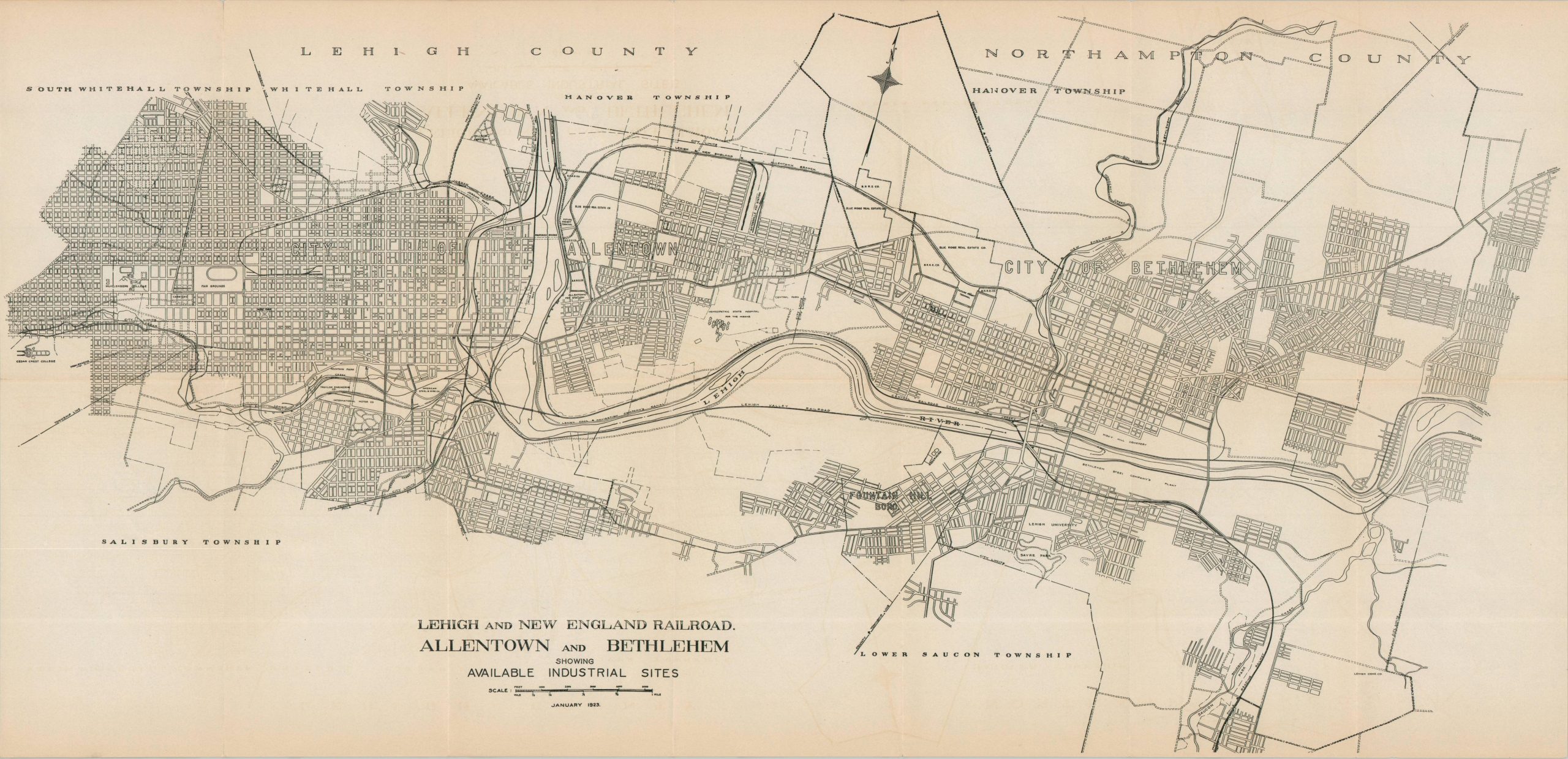 Lehigh and New England Railroad Allentown and Bethlehem Showing ...