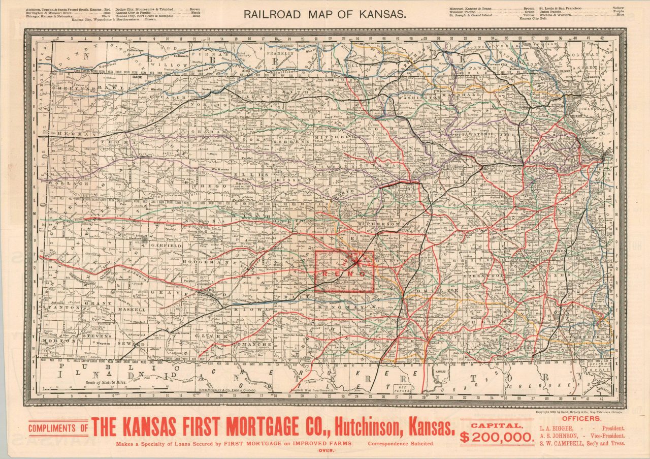 Hutchinson and 75 Miles Around [and] Railroad Map of Kansas - Curtis ...