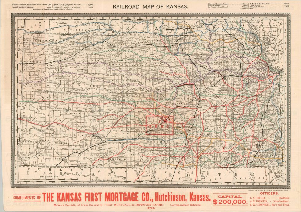 Hutchinson and 75 Miles Around [and] Railroad Map of Kansas - Curtis ...